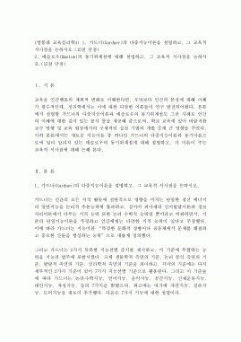 (방통대 교육심리학4) 가드너의 다중지능이론을 설명하고, 그 교육적 시사점을 논하시오 매슬로우의 동기위계설에 대해 설명하고, 그 교육적 시사점을 논하시오!!!!!-1페이지