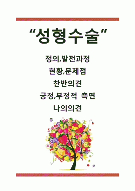 성형의 정의와 발전과정및 성형수술 종류,현황,문제점분석및 성형 찬반의견과 긍정,부정적측면연구및 나의의견정리-1페이지