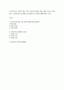 중·장년기의 인간의 행동 심리 사회적 발달에 관한 제반 이론을 정리하고, 사회복지적 관점에서 접근해야 될 문제들을 요약하시오-1페이지