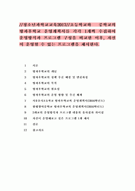 /청소년과학교교육2017/ 초등학교와 중학교의 방과후학교 운영계획서를 각각 1개씩 수집하여 운영방식과 프로그램 구성을 비교한 이후, 자신이 운영할 수 있는 프로그램을 제시한다.-1페이지