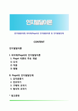 [인지발달이론] 피아제(Piaget)의 인지발달이론 및 인지발달단계-1페이지