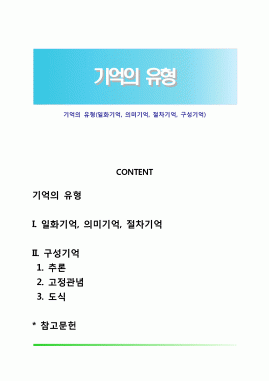 기억의 유형(일화기억, 의미기억, 절차기억, 구성기억)-1페이지