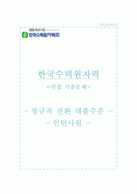 한국수력원자력 자소서+면접, 한국수력원자력 NCS기반 대졸수준 정규직전환 인턴사원 합격 자기소개서-1페이지