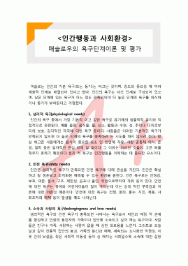 (A+ 레포트,시험대비) [인간행동과 사회환경] 매슬로우의 욕구단계이론 및 평가-1페이지