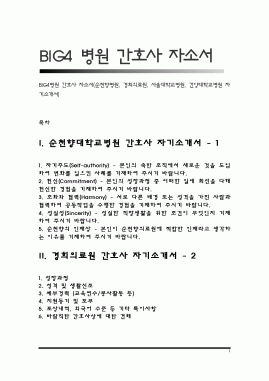 BIG4병원 간호사 자소서(순천향병원, 경희의료원, 서울대학교병원, 건양대학교병원 자기소개서)-1페이지