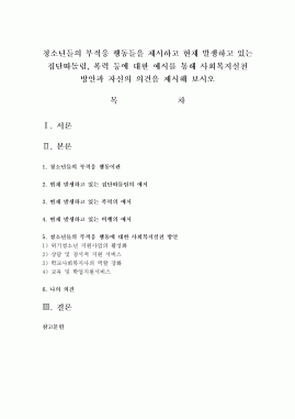 청소년들의 부적응 행동들을 제시하고 현재 발생하고 있는 집단따돌림,  폭력 등에 대한 예시를 통해 사회복지실천 방안과 자신의 의견을 제시 (부적응행동)-1페이지