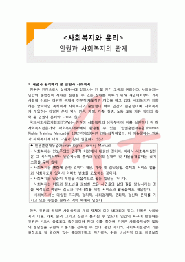 (A+ 레포트,시험대비) [사회복지와 윤리] 인권과 사회복지의 관계-1페이지