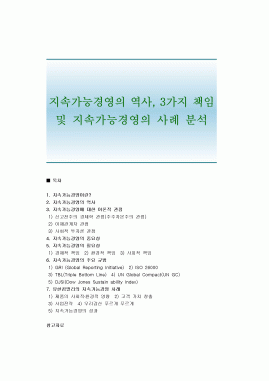 [지속가능경영] 지속가능경영의 역사,  3가지 책임 및 지속가능경영의 사례 분석-1페이지