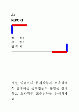 [개별 영유아의 문제상황과 보육실에서 발생하는 문제행동의 유형을 설명하고 효과적인 교수전략을 논의하세요]-1페이지