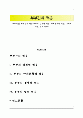 [부부적응] 부부간의 적응(부부의 인격적 적응, 사회문화적 적응, 경제적 적응, 성적 적응)-1페이지