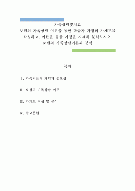 가족상담 및 치료)보웬의 가족상담 이론을 통한 학습자 가정의 가계도를 작성하고, 이론을 통한 가정을 자세히 분석하시오.-1페이지