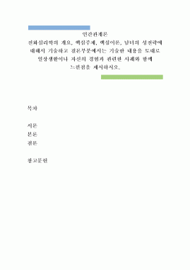 인간관계론)진화심리학의 개요, 핵심주제, 핵심이론, 남녀의 성전략에 대해서 기술하고 결론부분에서는 기술한 내용을 토대로 일상생활이나 자신의 경험과 관련한 사례와 함께 느낀점을 제시하시오.-1페이지