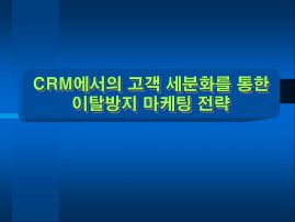 CRM에서의 고객 세분화를 통한 이탈방지 마케팅 전략-1페이지