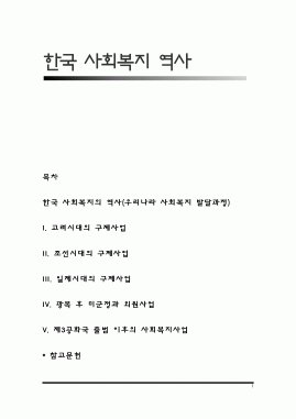 한국 사회복지의 역사(우리나라 사회복지 발달과정)-1페이지