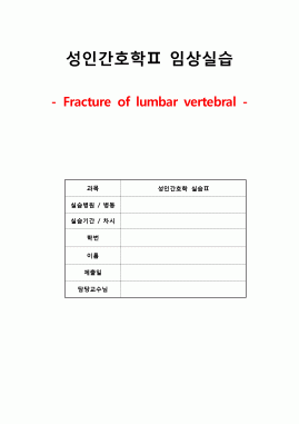 성인간호실습CASE[Lumbar Fx] A+받은 자료입니다!!-1페이지