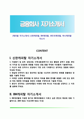 [캐피탈 자기소개서] 신한캐피탈, IBK캐피탈, JB우리캐피탈, 하나캐피탈 자소서-1페이지