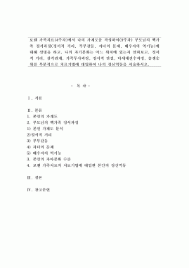 보웬 가족치료(4주차)에서 나의 가계도를 작성하여(9주차) 부모님의 핵가족 정서과정(정서적 거리, 부부갈등, 자녀의 문제, 배우자의 역기능)에 대해 설명을 하고, 나의 자기분화는-1페이지