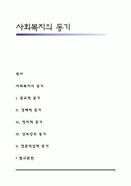 사회복지의 동기 특징-1페이지