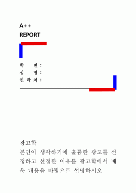 [광고학]본인이 생각하기에 훌륭한 광고를 선정하고 선정한 이유를 광고학에서 배운 내용을 바탕으로 설명하시오-1페이지