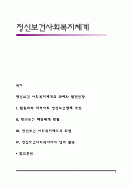 정신보건 사회복지체계의 과제와 발전방향-1페이지