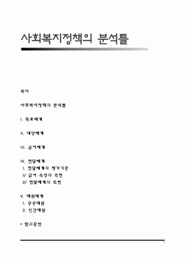 [인문과학] 사회복지정책의 분석틀 -1페이지