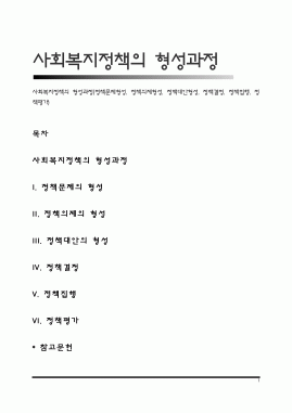 사회복지정책의 형성과정(정책문제형성, 정책의제형성, 정책대안형성, 정책결정, 정책집행, 정책평가)-1페이지