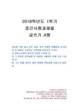 2018년 1학기 글쓰기 중간시험과제물 A형(자신이 가장 닮고 싶은 사람)-1페이지