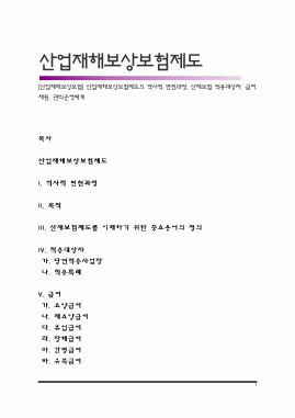 [산업재해보상보험] 산업재해보상보험제도의 역사적 변천과정, 산재보험 적용대상자, 급여, 재원, 관리운영체계-1페이지