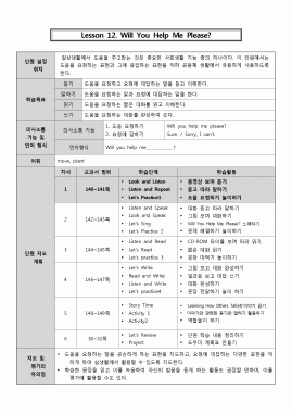 [영어과 수업지도안] Lesson 12. Will You Help Me Please-1페이지