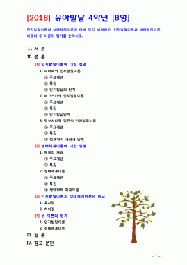 [2018 유아발달B] 인지발달이론과 생태체계이론에 대해 각각 설명하고 인지발달이론과 생태체계이론 비교와 두 이론의 평가를 논하시오-1페이지