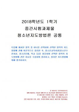 2018년 1학기 청소년지도방법론 중간시험과제물 공통(청소년교육시설 방문, 자료수집 평가)-1페이지