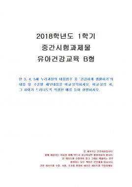 2018년 1학기 유아건강교육 중간시험과제물 B형(만 3, 4, 5세 누리과정)-1페이지