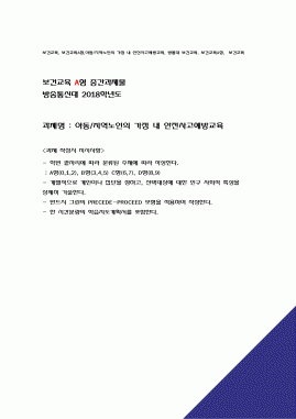 보건교육A형-아동지역노인의 가정 내 안전사고예방교육그린의 PRECEDE-PROCEED 모형에 적용작성 한 시간분량의 학습지도계획서를 작성하여 포함-방통대 2018 보건교육A형-1페이지