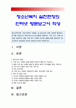 청소년복지론]청소년복지 실천현장의 인터넷 방문보고서-청소년복지 지원법 상 청소년의 연령 규정에 해당하는 인구를 대상으로 복지서비스 제공하는 기관 또는 단체 청소년복지 실천현장 인터넷 방문보고서-1페이지