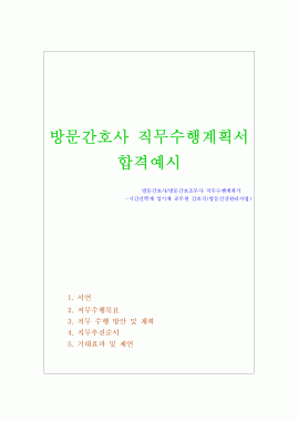 간호사 직무수행계획서(합격) 방문간호조무사 -1페이지