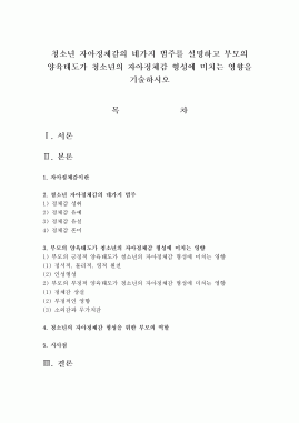 청소년 자아정체감의 네가지 범주를 설명하고 부모의 양육태도가 청소년의 자아정체감 형성에 미치는 영향을 기술하시오-1페이지