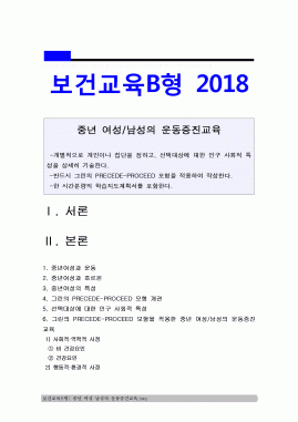 보건교육B형) 중년 여성 남성의 운동증진교육 그린의 PRECEDE-PROCEED 모형 적용 학습지도계획서 중년여성남성의 운동증진교육 방통대 보건교육B형-1페이지