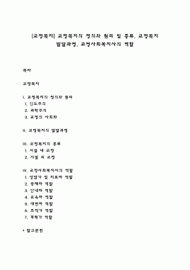 [교정복지] 교정복지의 정의와 원리 및 종류 교정복지 발달과정 교정사회복지사의 역할-1페이지