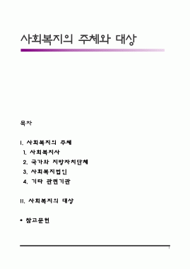 사회복지의 주체와 대상 사회복지사, 국가와 지방자치단체-1페이지