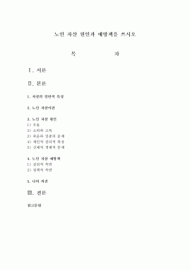 노인 자살 원인과 예방책을 쓰시오-1페이지