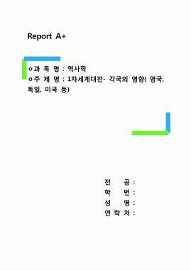 역사학)1차세계대전- 각국의 영향( 영국 독일 미국 등)-1페이지