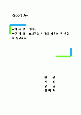 리더십)효과적인 리더의 행동의 두 유형을 설명하라-1페이지