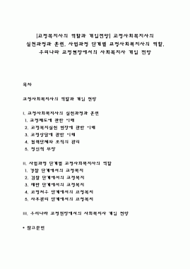 [교정복지사의 역할과 개입전망] 교정사회복지사의 실천과정과 훈련 사법과정 단계별 교정사회복지사의 역할 우리나라 교정현장에서의 사회복지사 개입 전망-1페이지