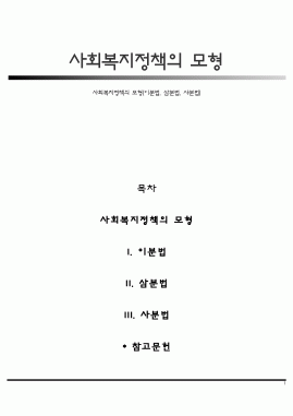 사회복지정책의 모형(이분법 삼분법 사분법)-1페이지