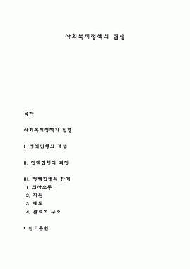 [사회복지] 사회복지정책의 집행 -1페이지