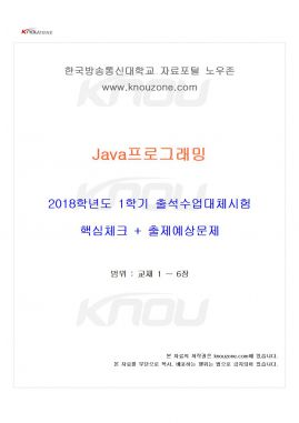 2018년 1학기 Java프로그래밍 출석대체시험 핵심체크-1페이지