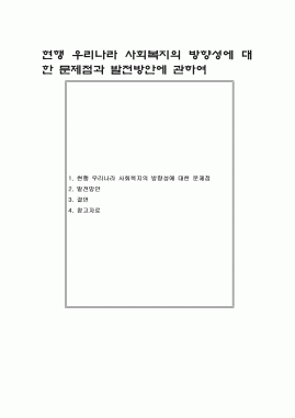 현행 우리나라 사회복지의 방향성에 대한 문제점과 발전방안에 관하여-1페이지