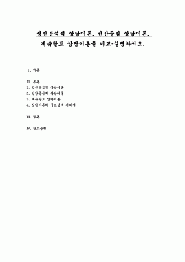 정신분석적 상담이론 인간중심 상담이론 게슈탈트 상담이론을 비교·설명하시오-1페이지