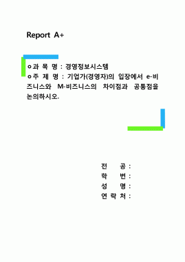 경영정보시스템)기업가(경영자)의 입장에서 e-비즈니스와 M-비즈니스의 차이점과 공통점을 논의하시오-1페이지