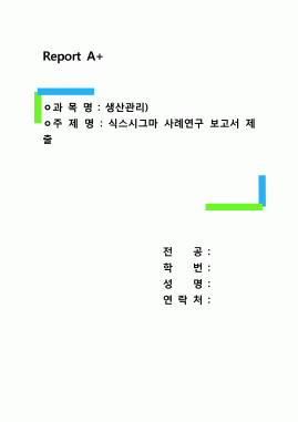 생산관리)식스시그마 사례연구 보고서 제출-1페이지